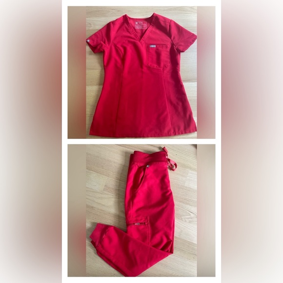 Figs | Tops | Figs Scrub Set Pop Red Limited Edition | Poshmark